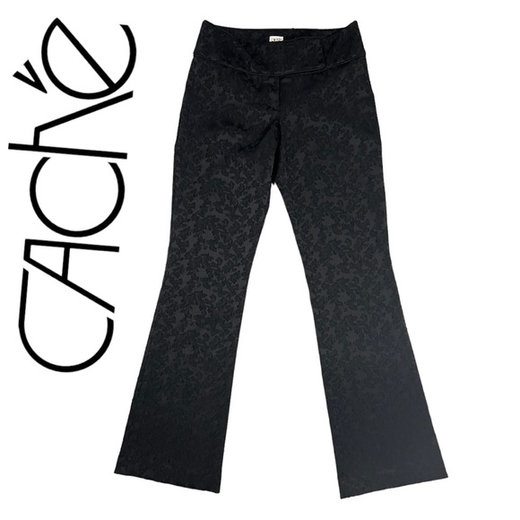 Cache | Pants & Jumpsuits | Vintage Cache Black Floral Brocade Boot Leg ...